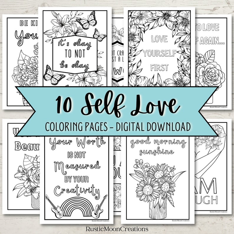 10 Self Love Coloring Pages - Etsy