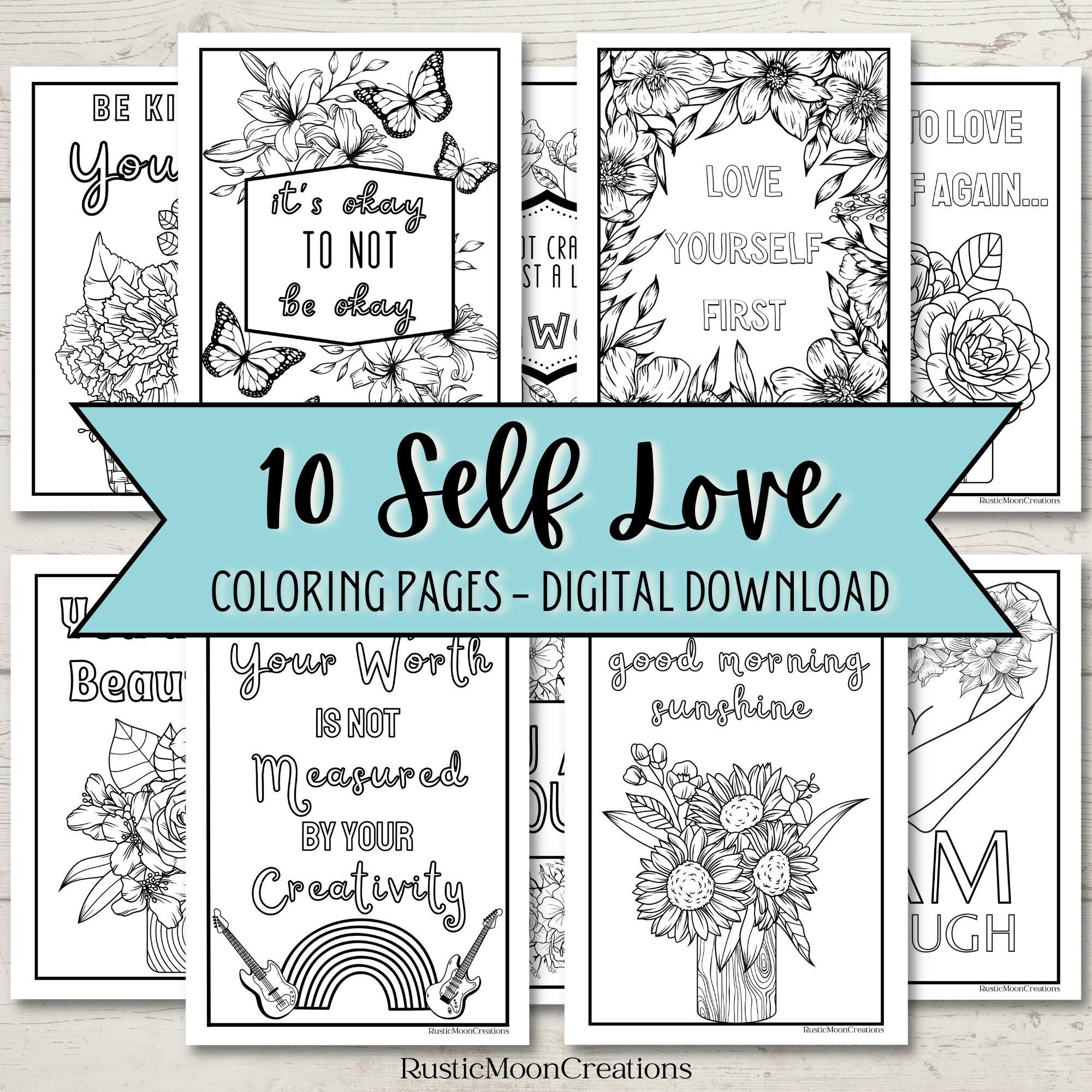 10 Self Love Coloring Pages - Etsy