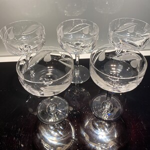 Five Vintage ROGASKA Crystal Champagne Tall Sherbet / Coupes Design Cut ...
