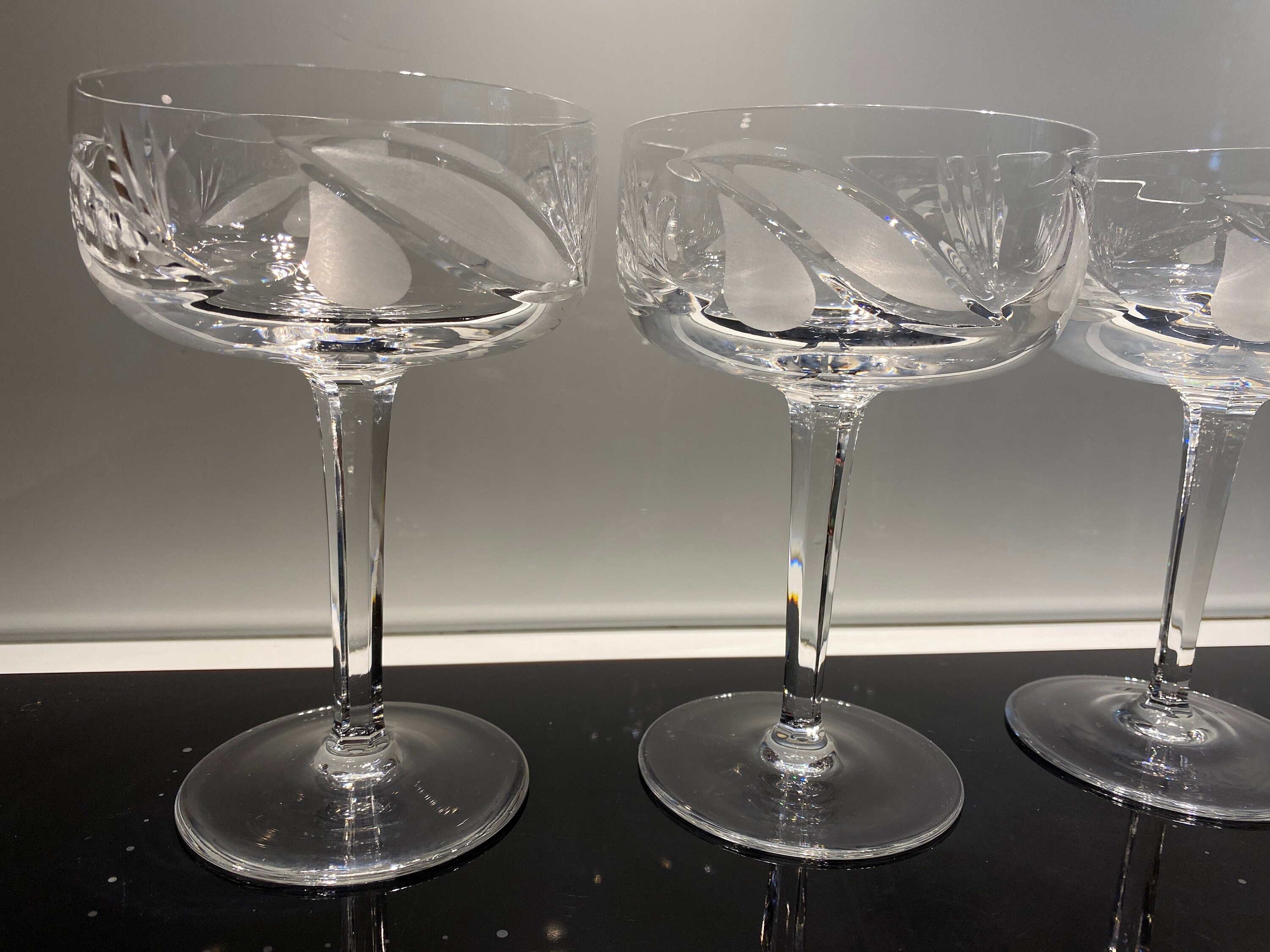 Five Vintage ROGASKA Crystal Champagne Tall Sherbet / Coupes Design Cut ...