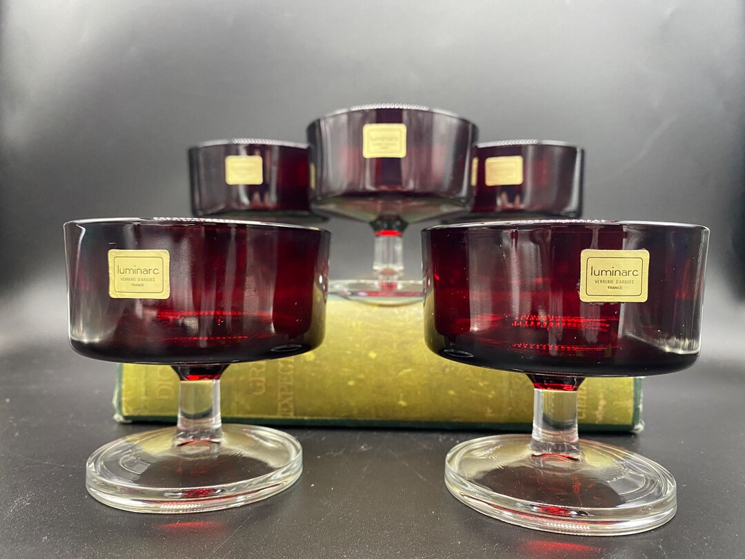 5 Luminarc Verrerie D'arques France Ruby Red Sundae/champagne Coupe ...