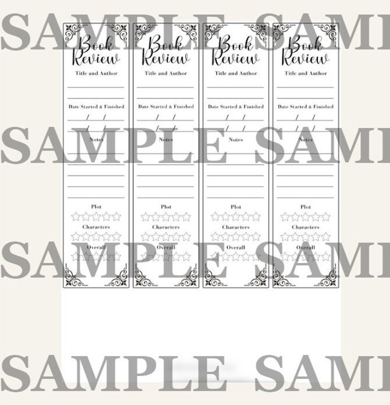 Printable Bookmarks Digital Download, Book Review Bookmark, Library ...