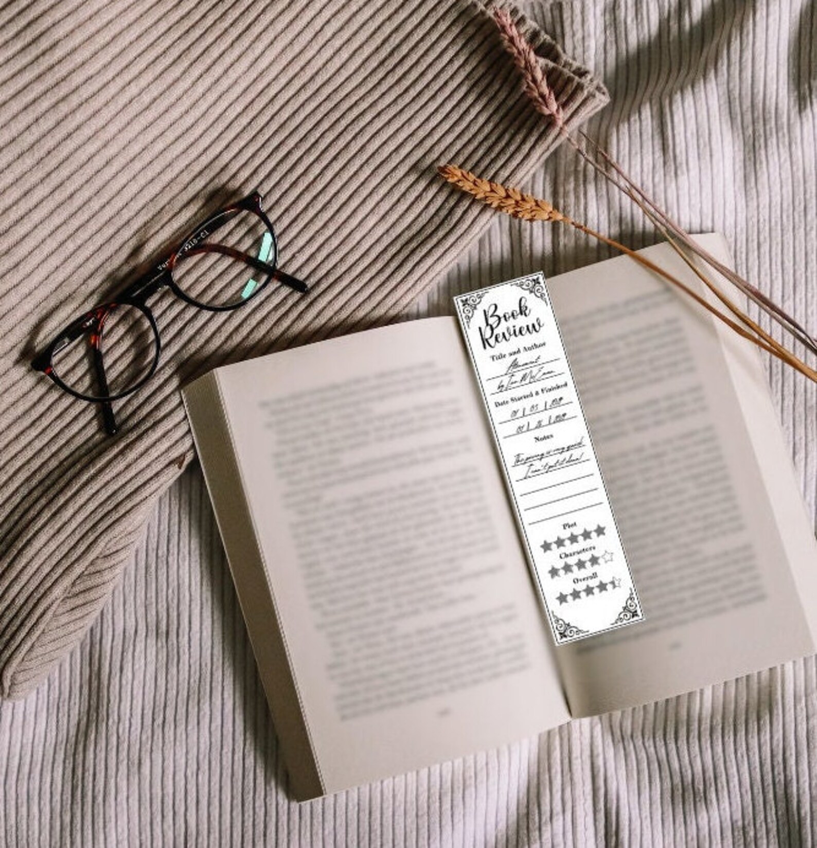 Printable Bookmarks Digital Download, Book Review Bookmark, Library ...