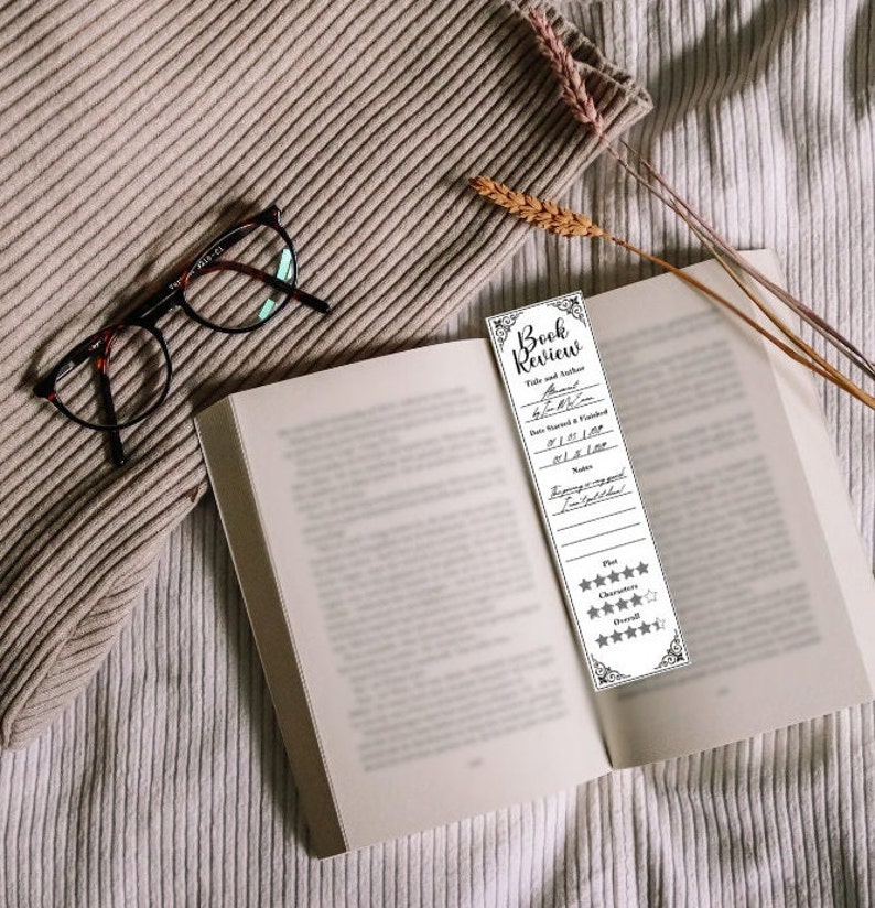 Printable Bookmarks Digital Download, Book Review Bookmark, Library ...