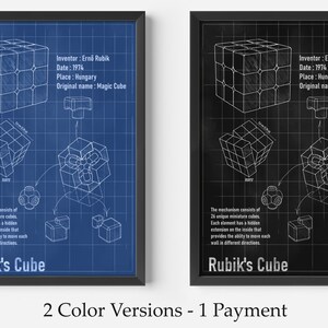 Rubik's Cube Mechanism Blueprint Patent Printable Wall Art - Etsy