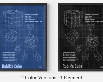 Rubik Cube Blueprint - Etsy