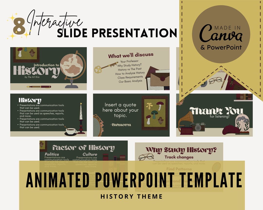 Animated History Theme Powerpoint Slide Presentation Template | for ...