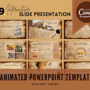 Animated History Theme Powerpoint Slide Presentation Template | for ...