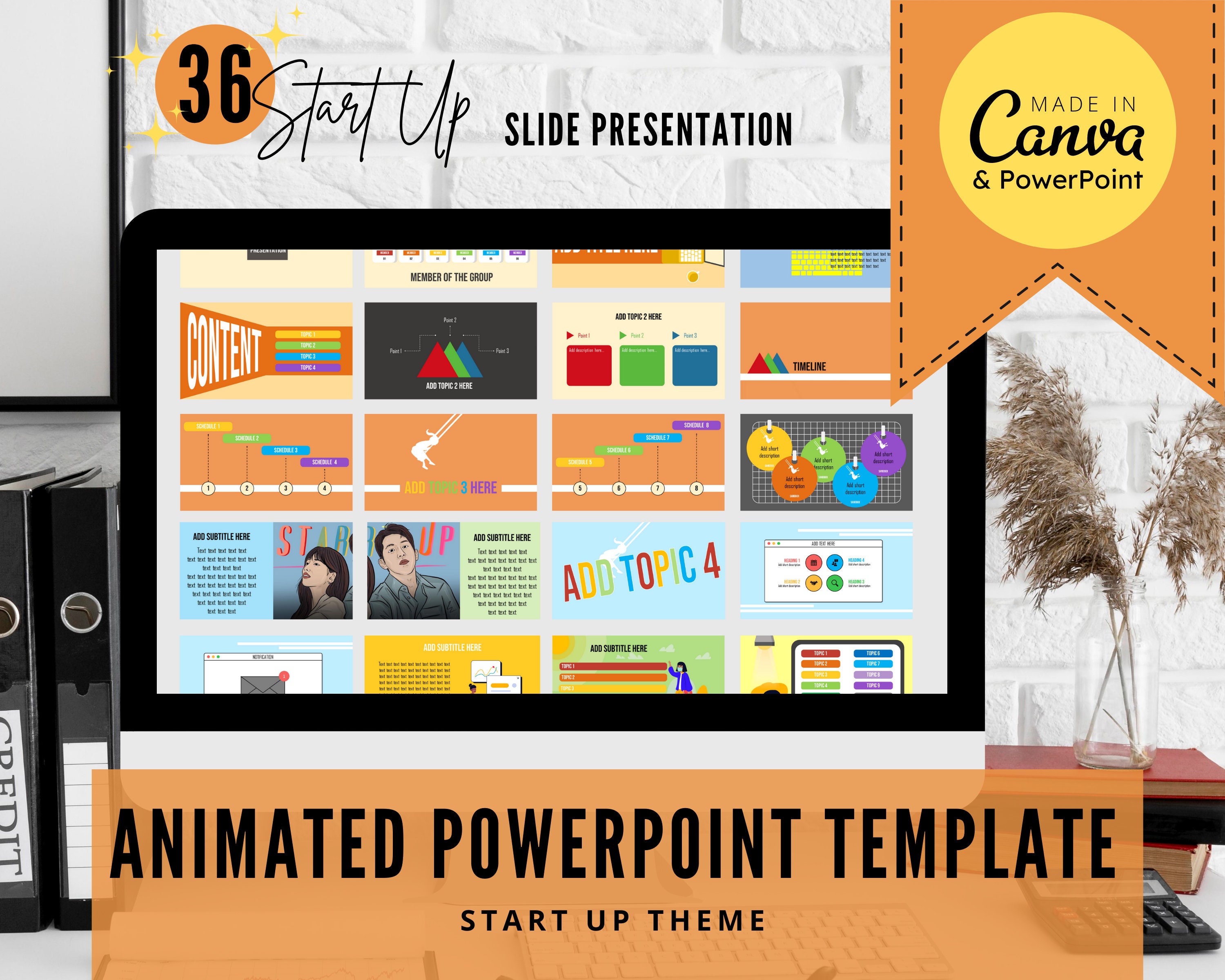 Animated Start up Theme Powerpoint Slide Presentation Template - Etsy