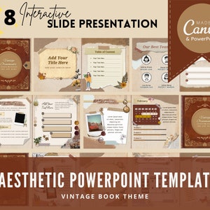 Aesthetic Vintage Book Theme Powerpoint Slide Presentation Template for ...