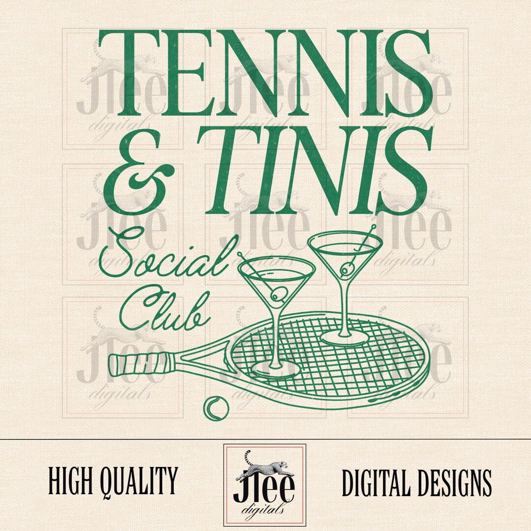 Tennis & Tinis Social Club PNG: Trendy Retro Design (digital Download ...