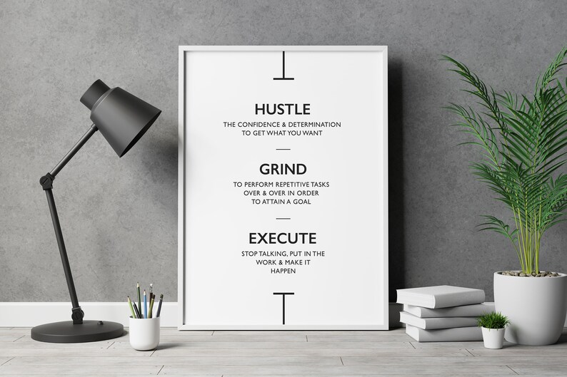 Hustle Grind Execute Poster Printable Wall Art | Etsy Hustle Grind Execute Poster Printable Wall Art | Etsy