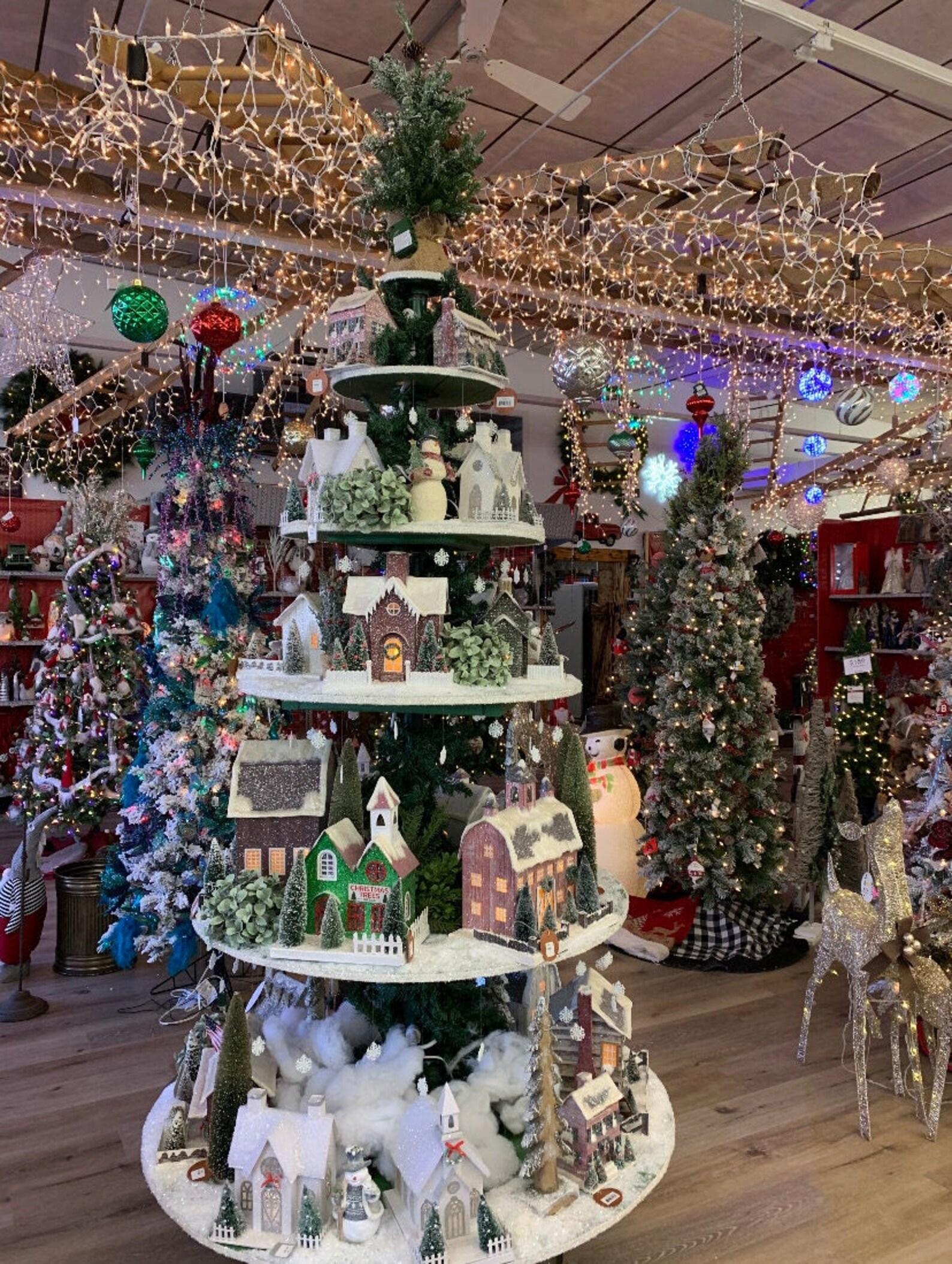 Rotating Christmas Tree Village Display | Etsy