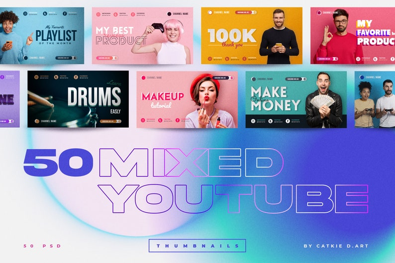 Youtube Thumbnail Bundle (50 PSD) - Etsy