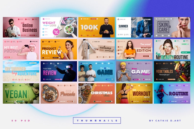 Youtube Thumbnail Bundle (50 PSD) - Etsy