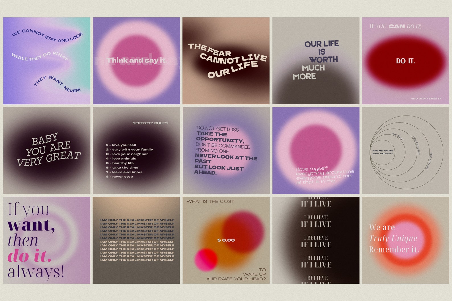 Instagram Gradient Motivation Quotes Posts - PSD + Canva - Etsy