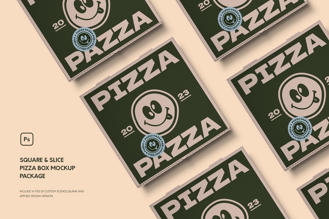 Square and Slice Pizza Box Mockup - Etsy