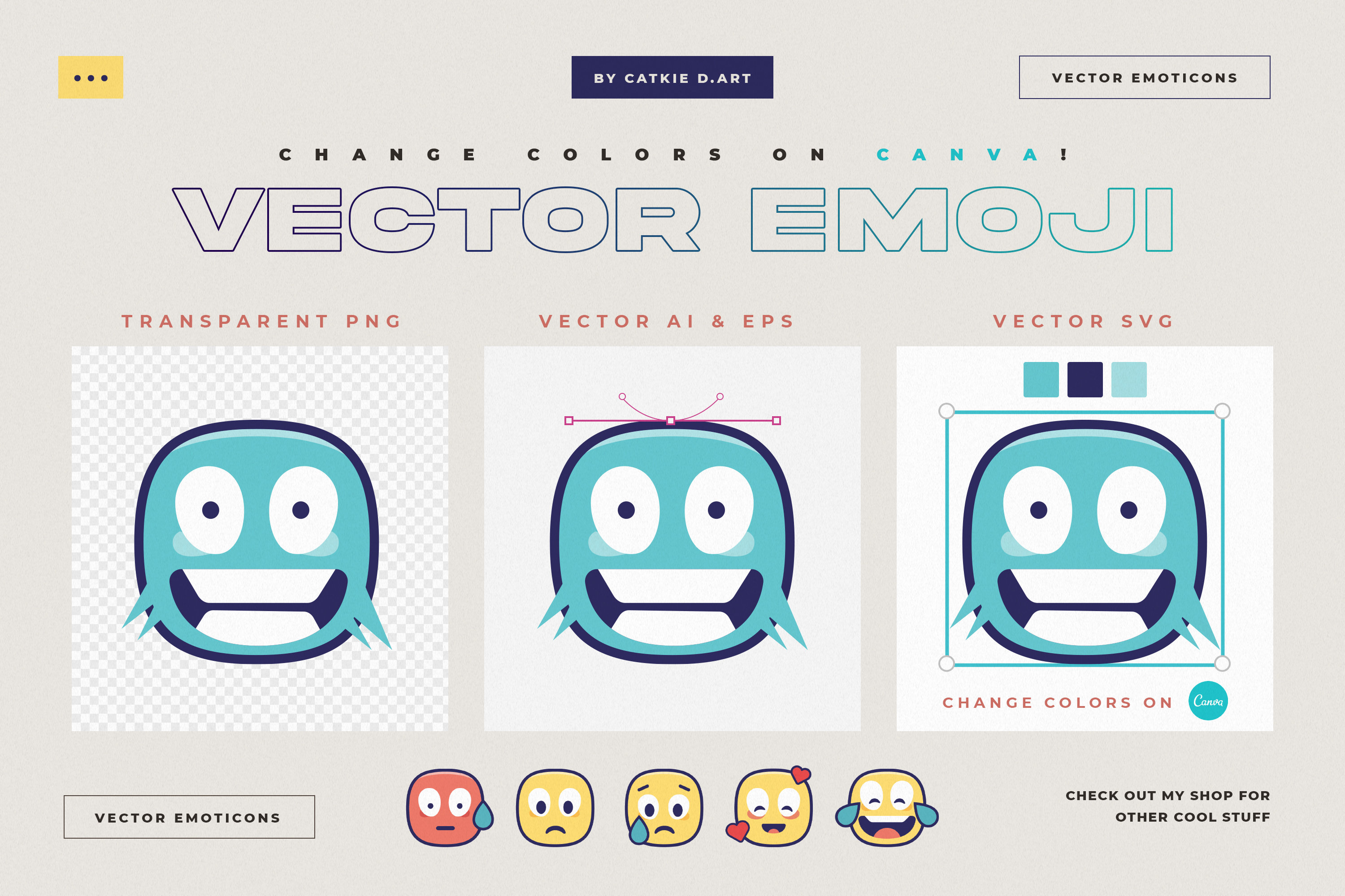 30 Vector Emoji (SVG - Ai - Eps - Png) Change Colors on Canva! - Etsy