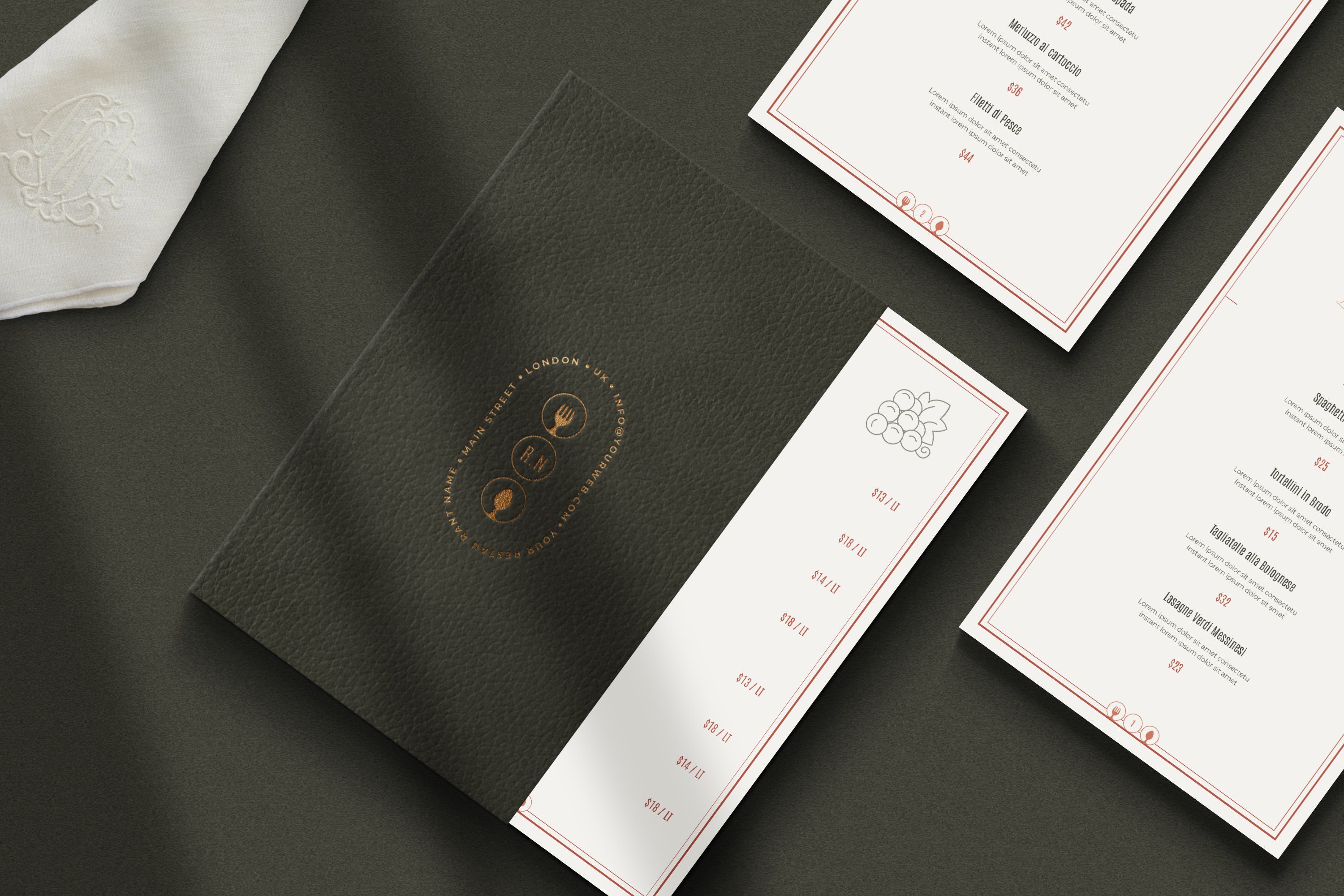 Elegant Restaurant Menu Mockup Different Views - 5 PSD - Etsy