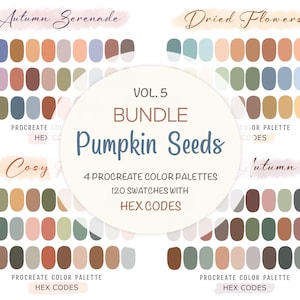 Procreate Color Palette Bundle, HEX Codes, Pumpkin Seeds Color Swatches ...