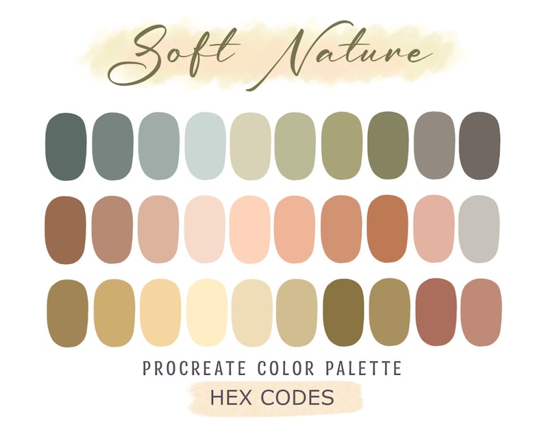 Procreate Color Palette/hex Codes/procreate Swatches/pastel - Etsy