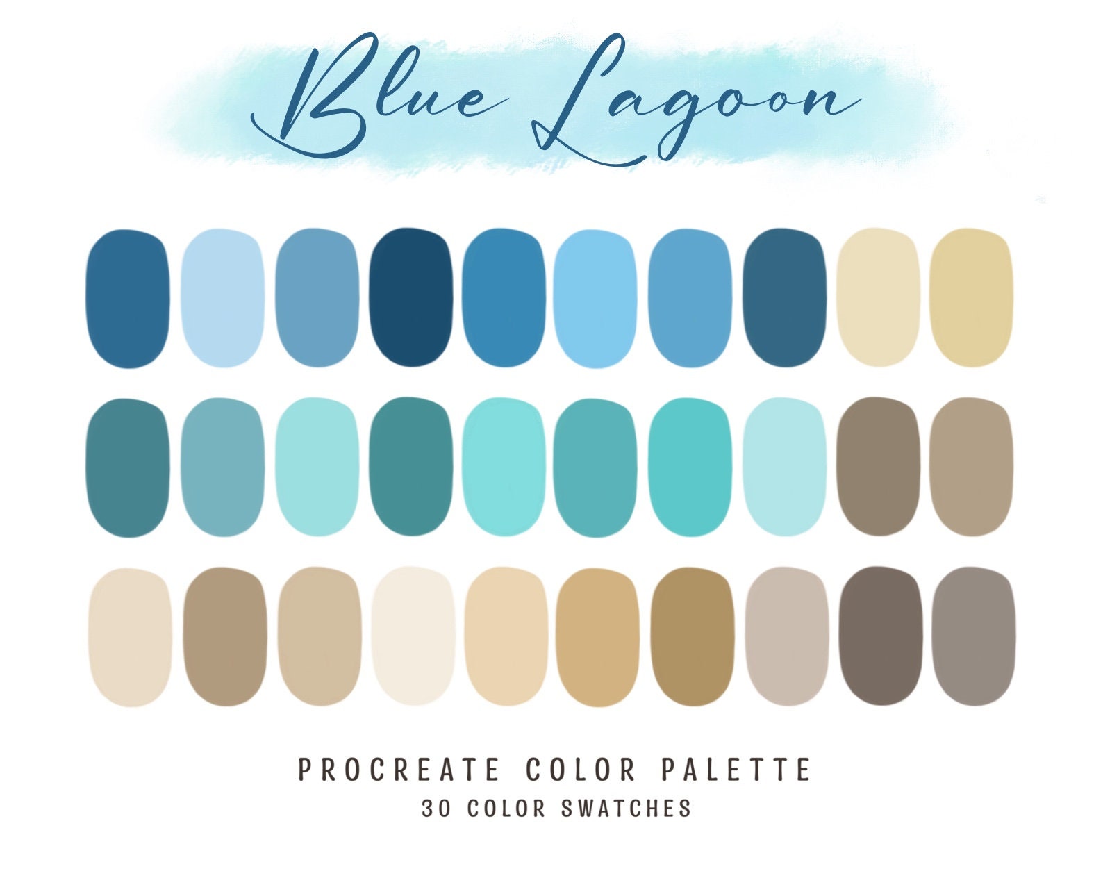 Procreate Color Palette Blue Marina Color Swatches Instant ... Procreate Color Palette Blue Marina Color Swatches Instant ...