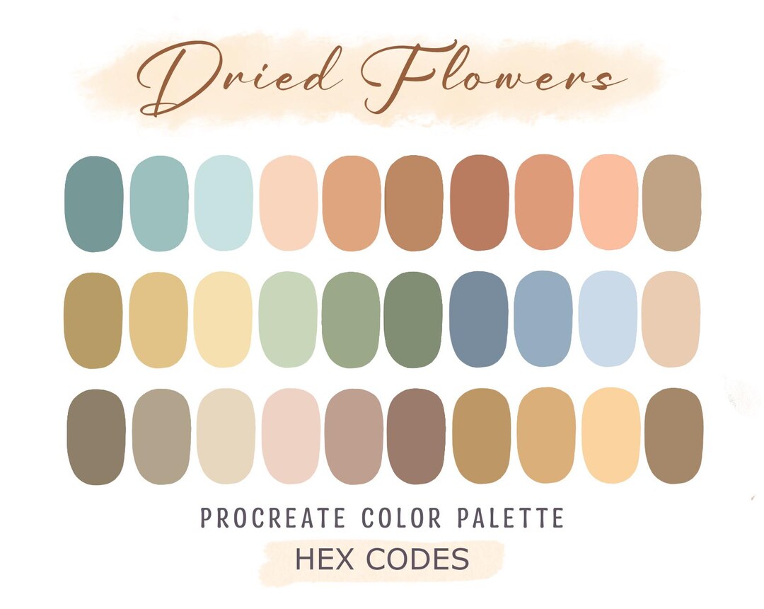 Dried Flowers Procreate Color Palette, HEX Codes, Procreate Swatches ...