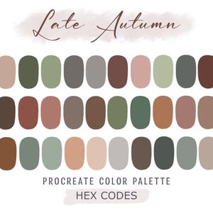Late Autumn, Procreate Color Palette, HEX Codes, Procreate Swatches ...