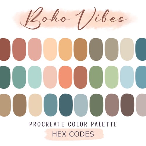 Boho Rainbow Procreate Color Palette / Color Swatches / - Etsy