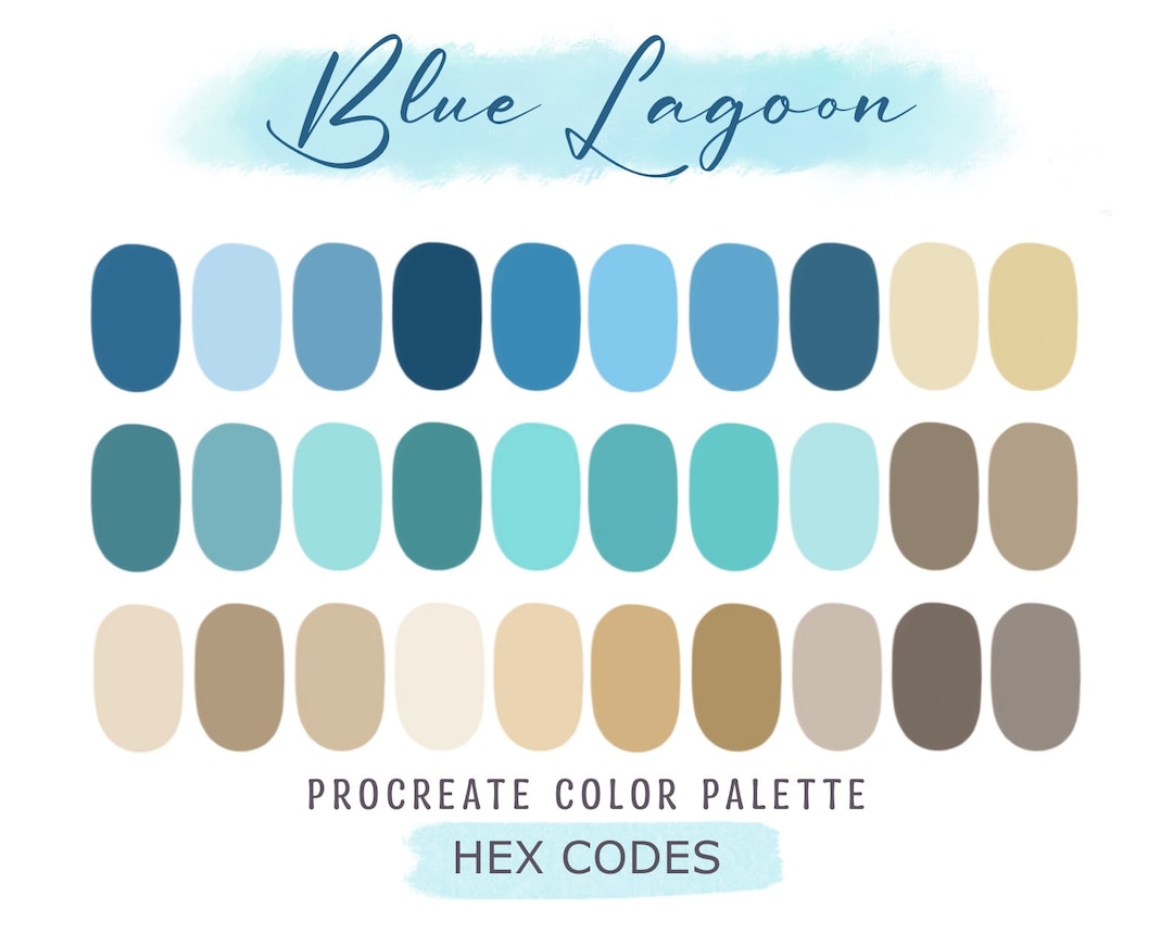 Procreate Color Palette Blue Tones Procreate Swatches, HEX Codes, Color ...