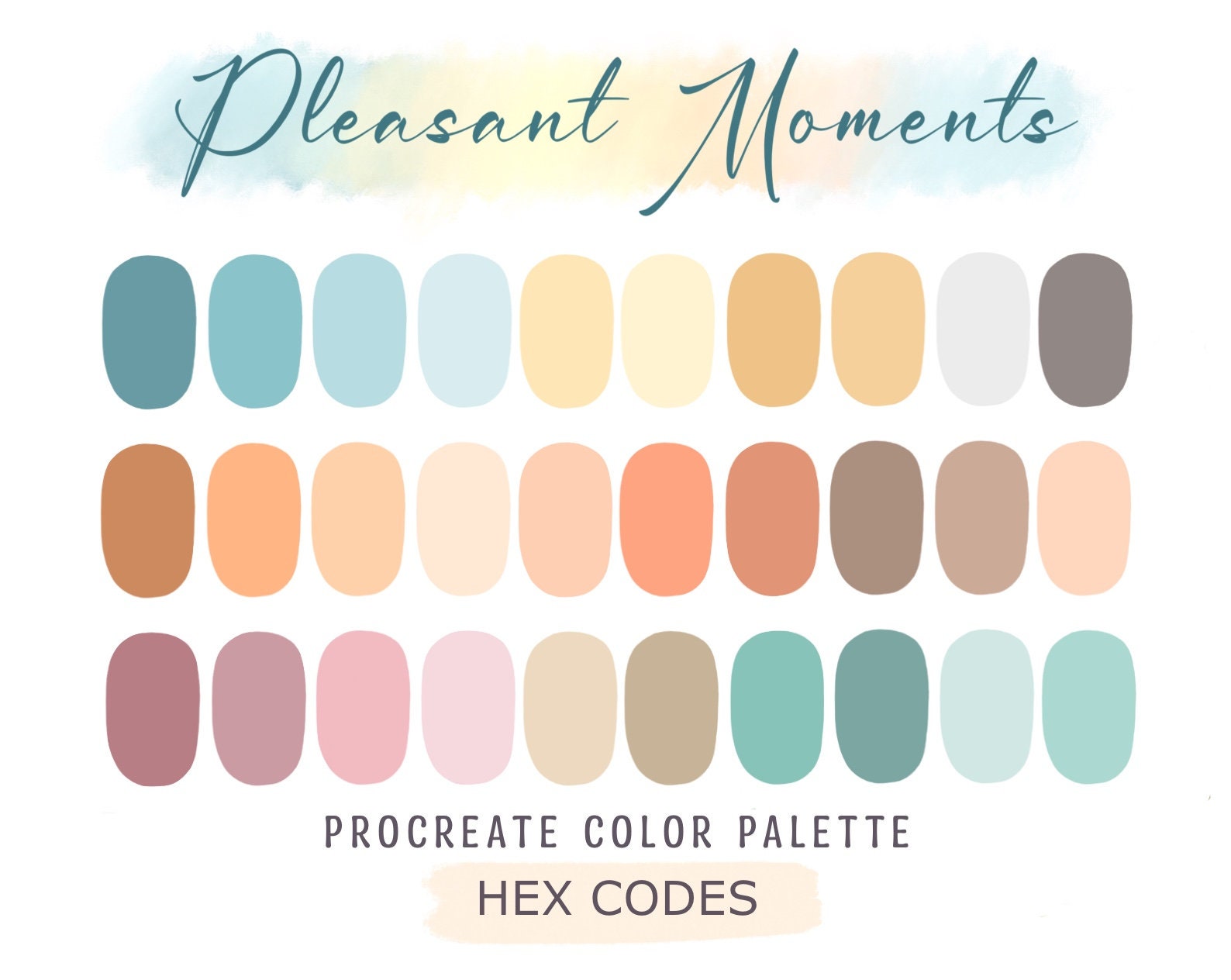 Paleta De Colores Procreate Códigos Hex Muestras Procreate Etsy España