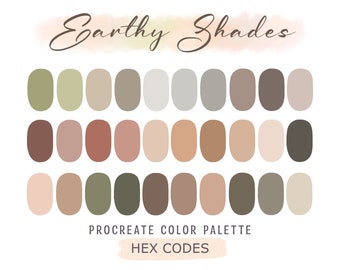 Earthy Oasis, Procreate Color Palette, HEX Codes, Procreate Swatches ...