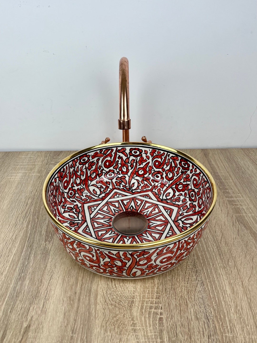 Ceramic Bathroom Sink With Gold Rim 14k - Etsy