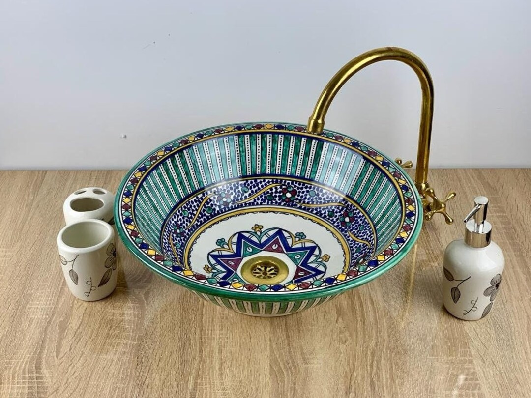 Amazing Ceramic Sink Bathroom Vessel Basin Moroccan - Etsy