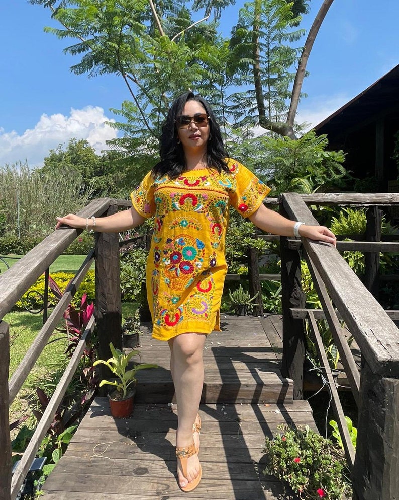 Mexican Dress. Floral Embroidered Dress. Hand Embroidered - Etsy Mexican Dress. Floral Embroidered Dress. Hand Embroidered - Etsy