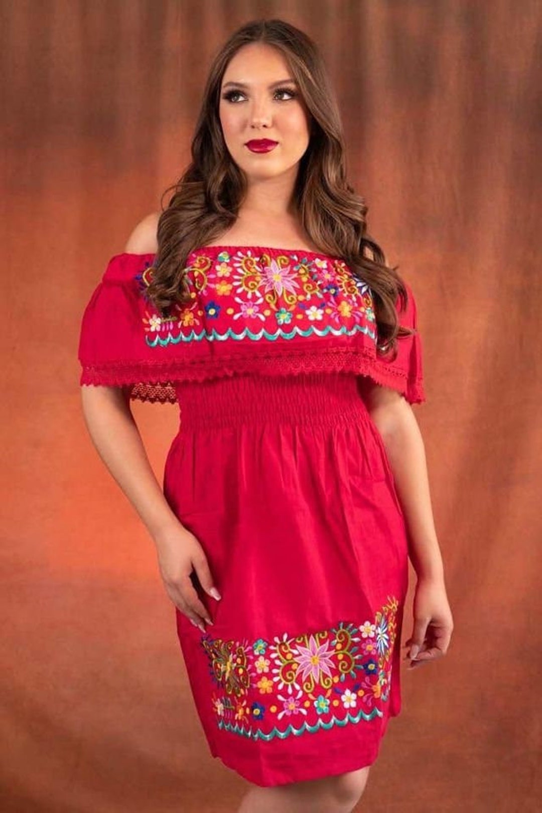 Mexican Embroidered Dress. Size S - XL. Traditional Mexican Dress ...