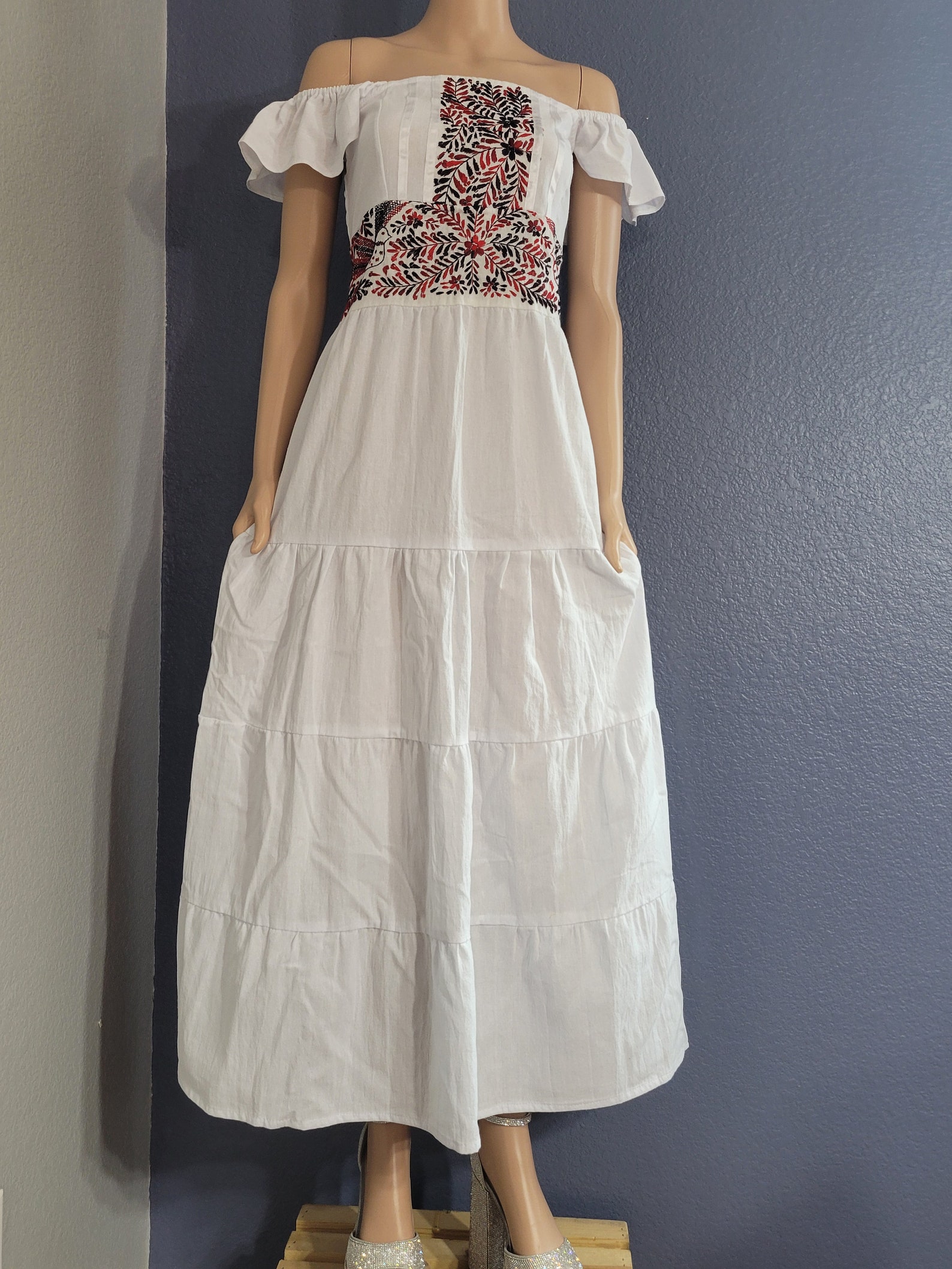 Mexican off Shoulder Dress.s-m-l Paloma Hand Embroidered. Wedding Style ...