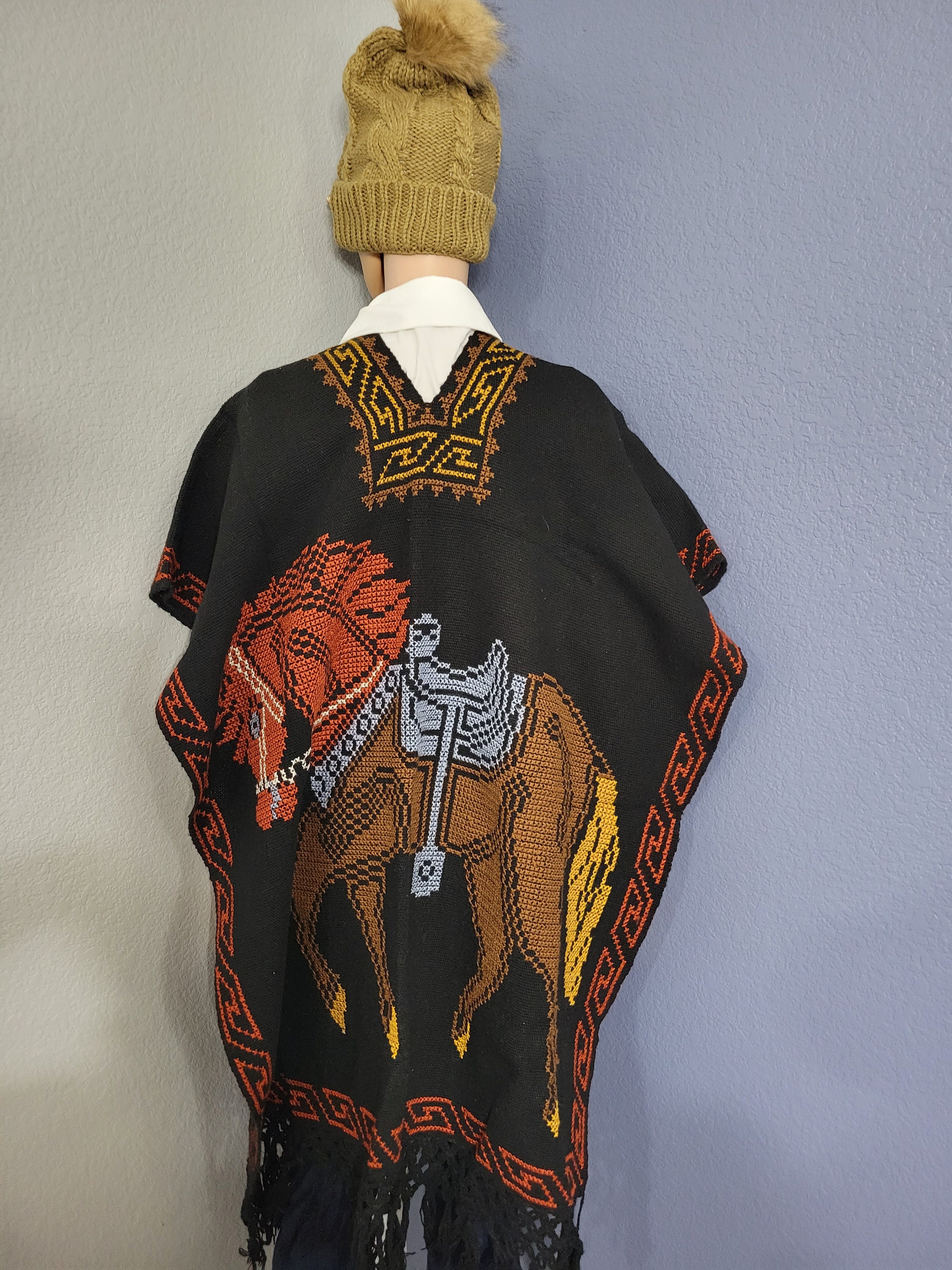 Hand Embroidered Full Body Mexican Poncho. Floral Embroidered Mexican ...