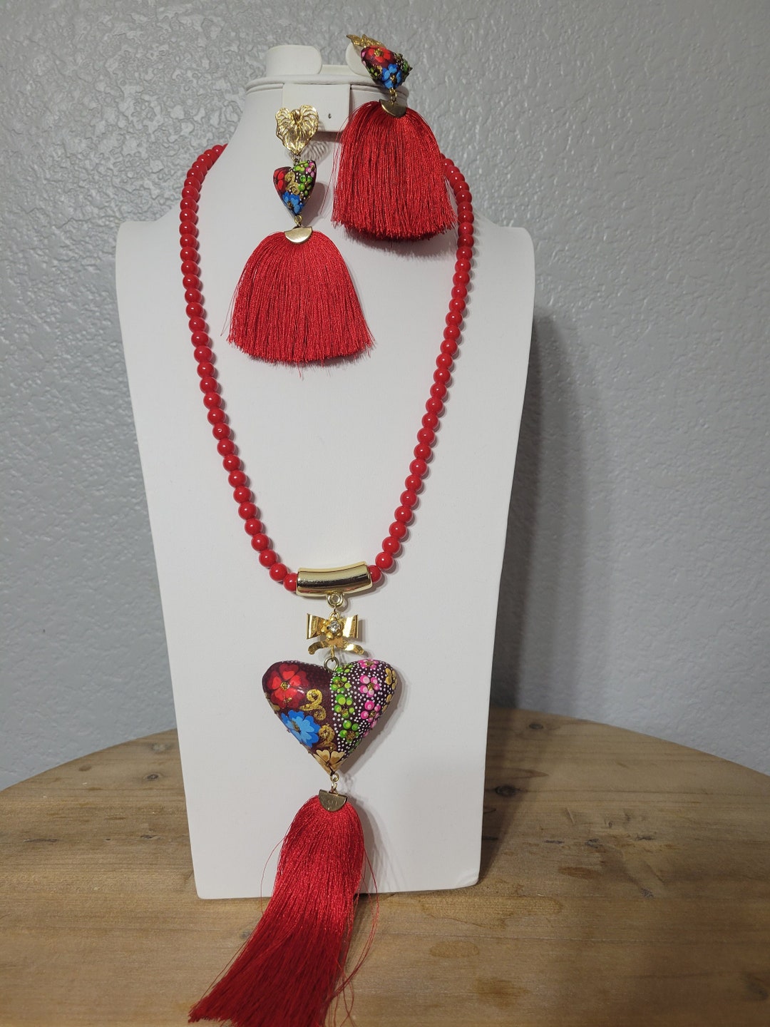 Beautiful Hand Painted Artisanal Necklaces - Mexican Wooden Hearts ...