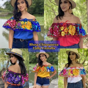 Hand Embroidered Chiapaneca Blouse. Colorful Mexican Blouse ...