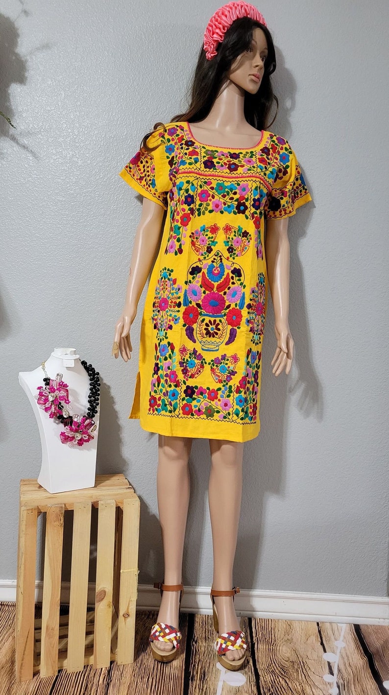 Mexican Dress. Floral Embroidered Dress. Hand Embroidered - Etsy Mexican Dress. Floral Embroidered Dress. Hand Embroidered - Etsy