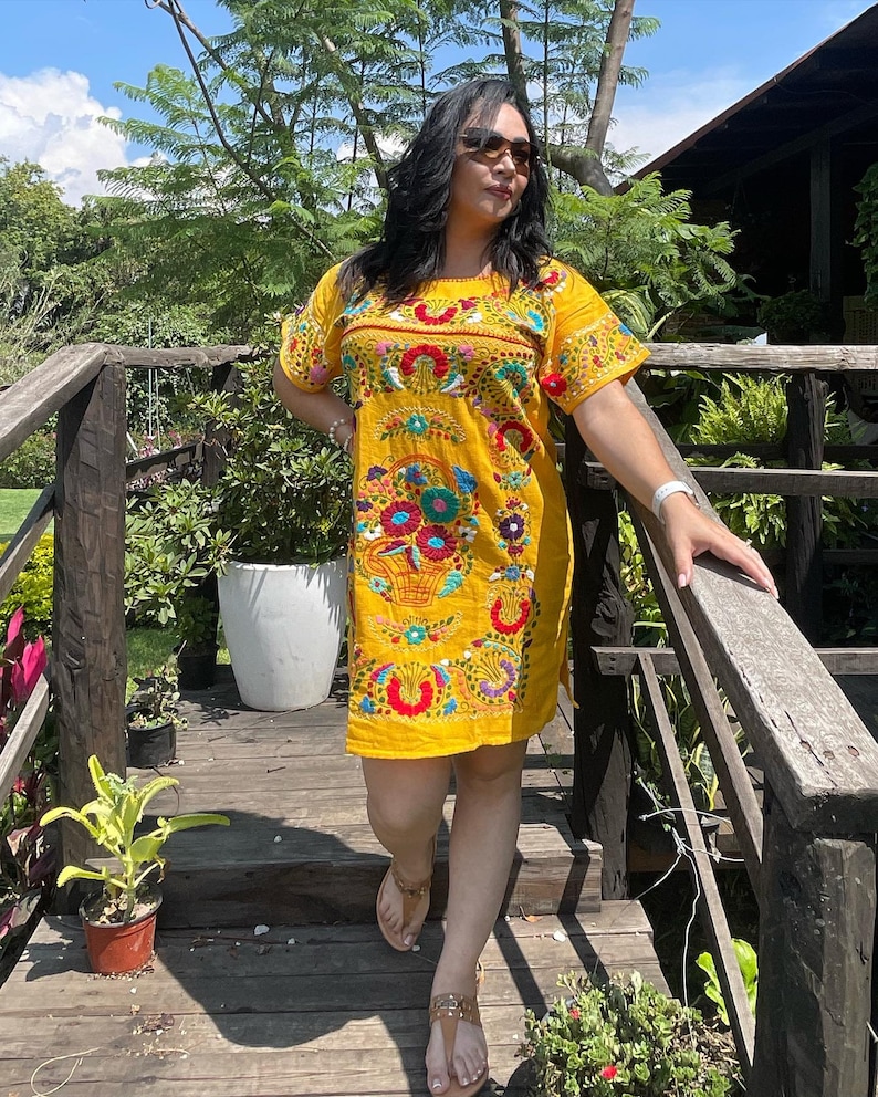Mexican Dress. Floral Embroidered Dress. Hand Embroidered - Etsy