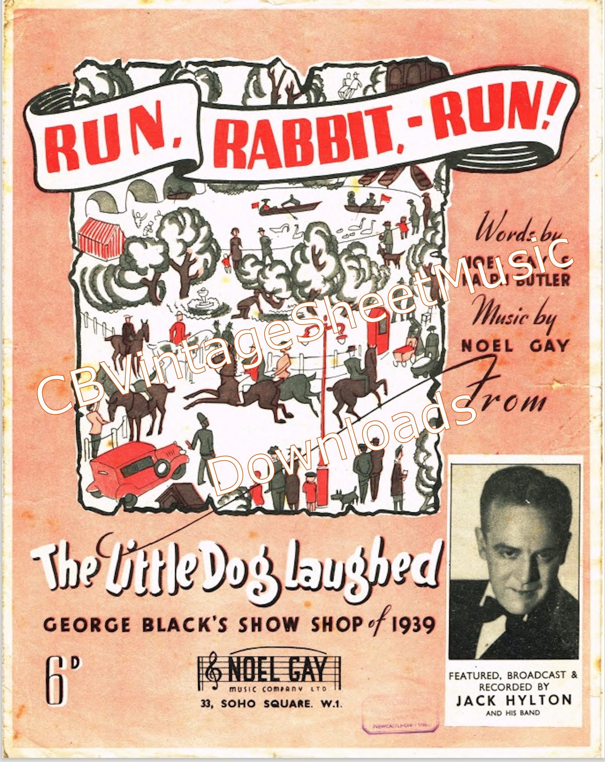 Run Rabbit Run, Vintage Sheet Music Download, Popular Wartime Song ...