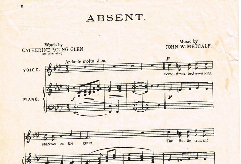 Absent Song Late 19th Century Songs for Piano and Voice Music and ...