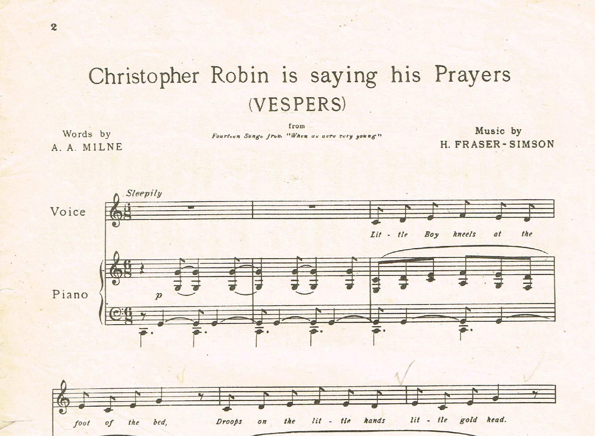 Christopher Robin is Saying His Prayers, Sheet Music Download for Voice ...