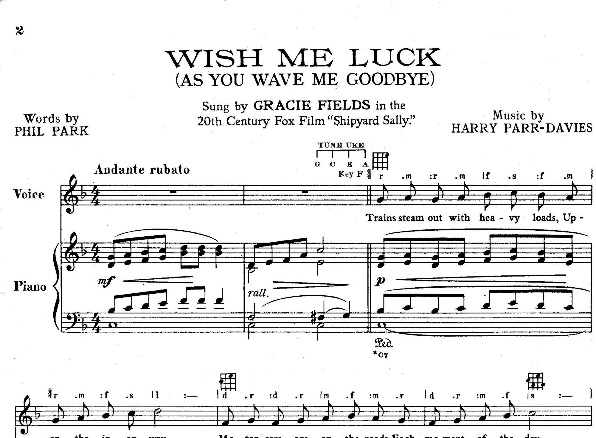 Wish Me Luck as You Wave Me Goodbye Sheet Music Download, 'shipyard ...