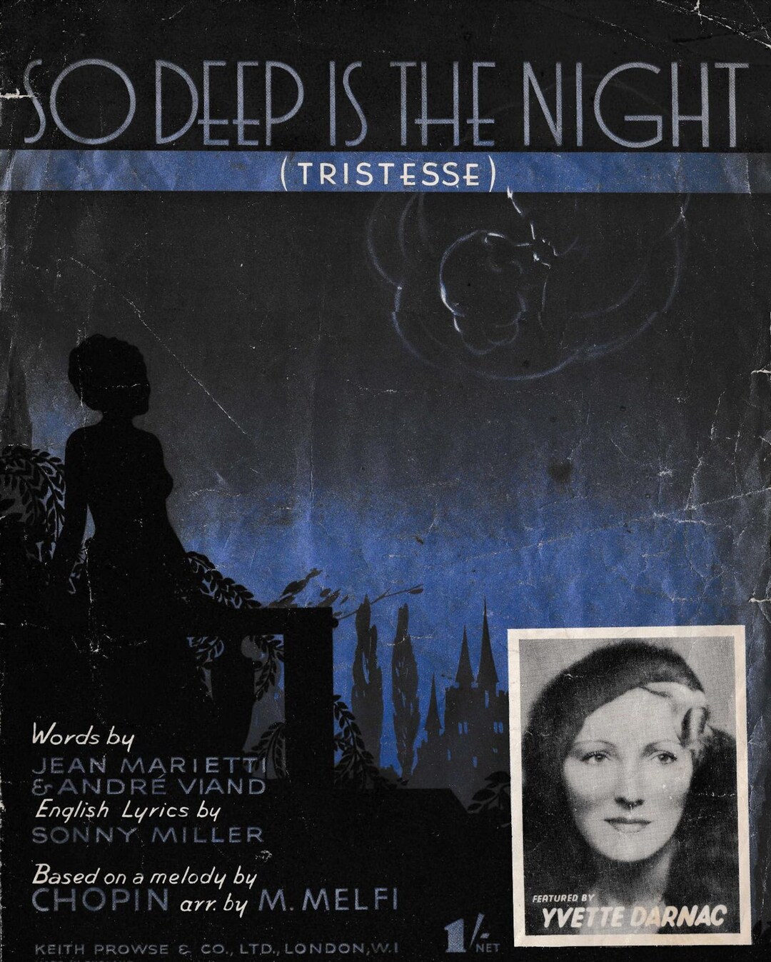 So Deep is the Night Tristesse Vintage Sheet Music Download, 1930s ...