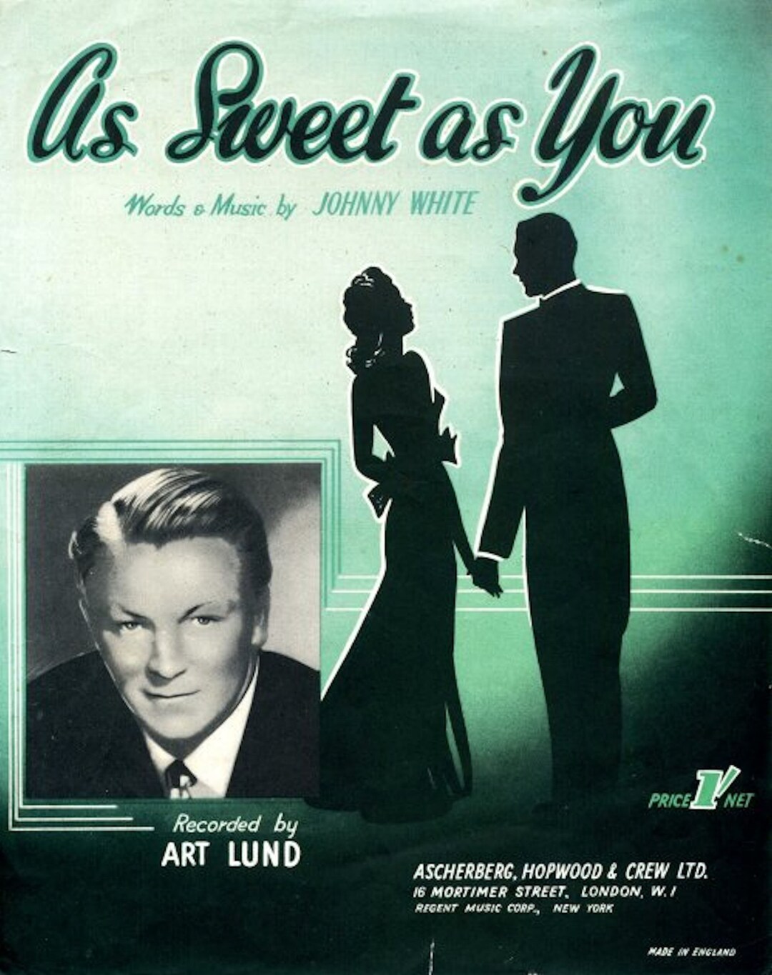 As Sweet as You Art Lund Song 1940s Words Lyrics & Music Johnny White ...