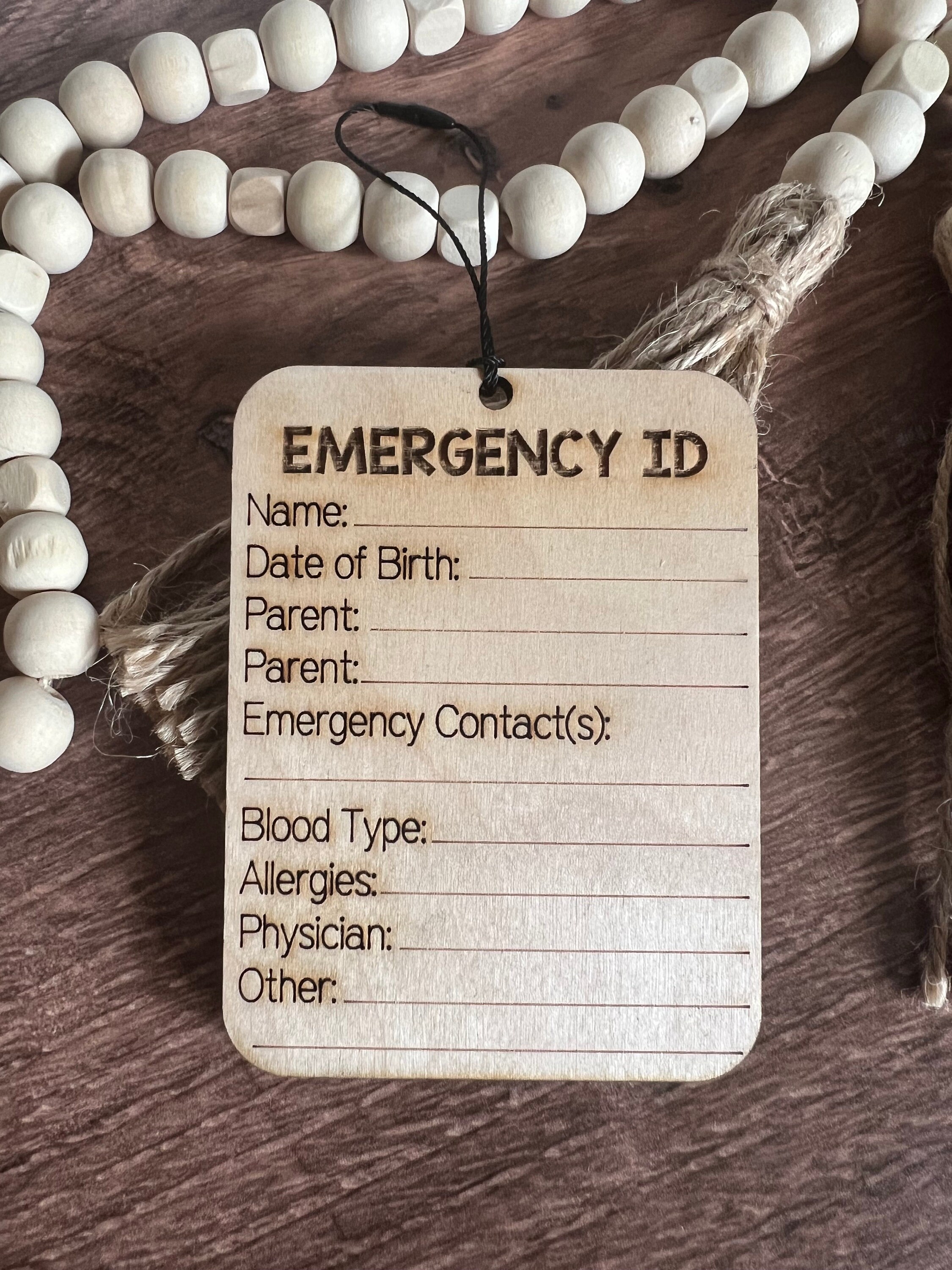 Emergency ID Tag Baby Car Seat Svg, Digital File for Emergency Tag ...