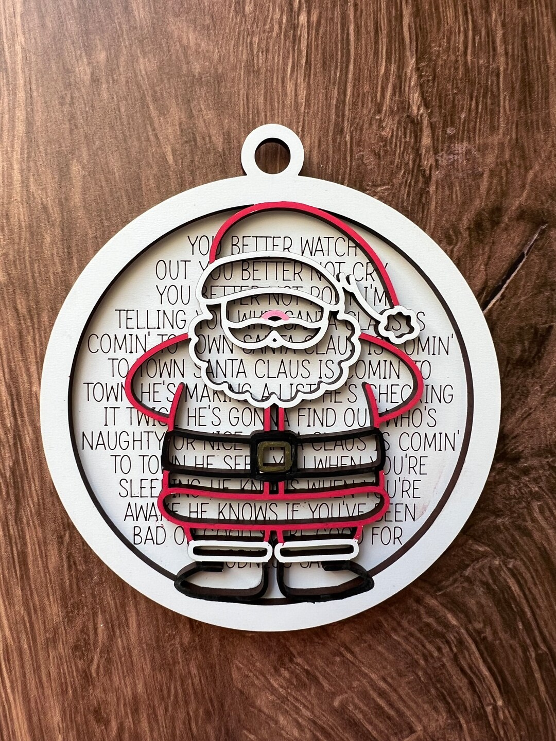 Santa Claus Ornament SVG, Christmas Santa Claus Lyrics Engraved Word ...
